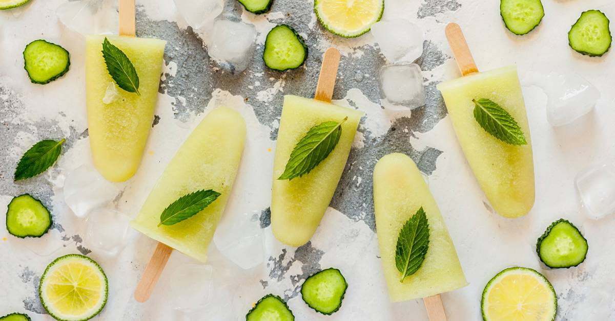Minted Cucumber Lemonade Frozen Pops | Taste For Life